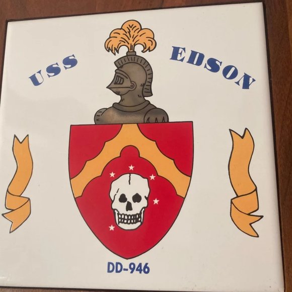 Other | Vintage Wooden And Metal Navy Plaque Uss Edson Dd946 Us Navy ...